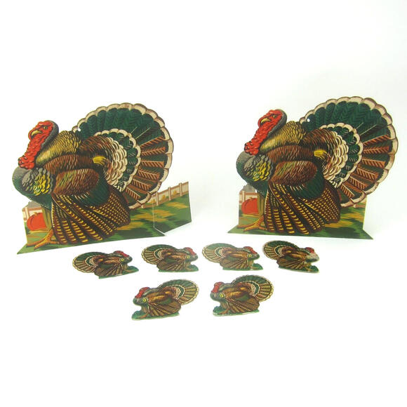 Holiday | Lot 8 Vintage Thanksgiving Turkey Diecut Table Centerpieces ...